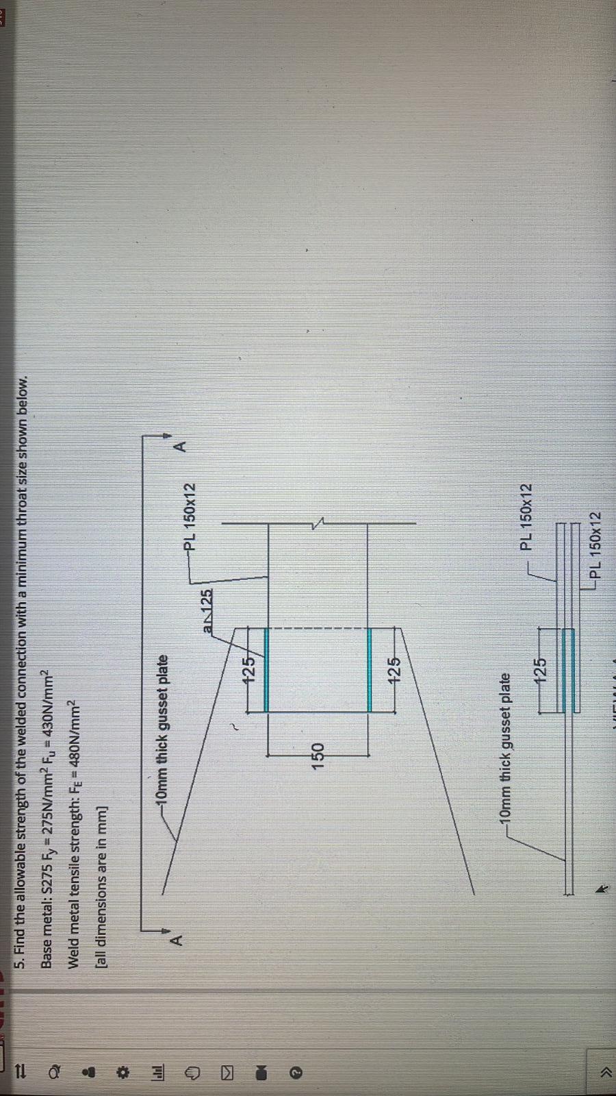 Solved 5. Find the allowable strength of the welded | Chegg.com