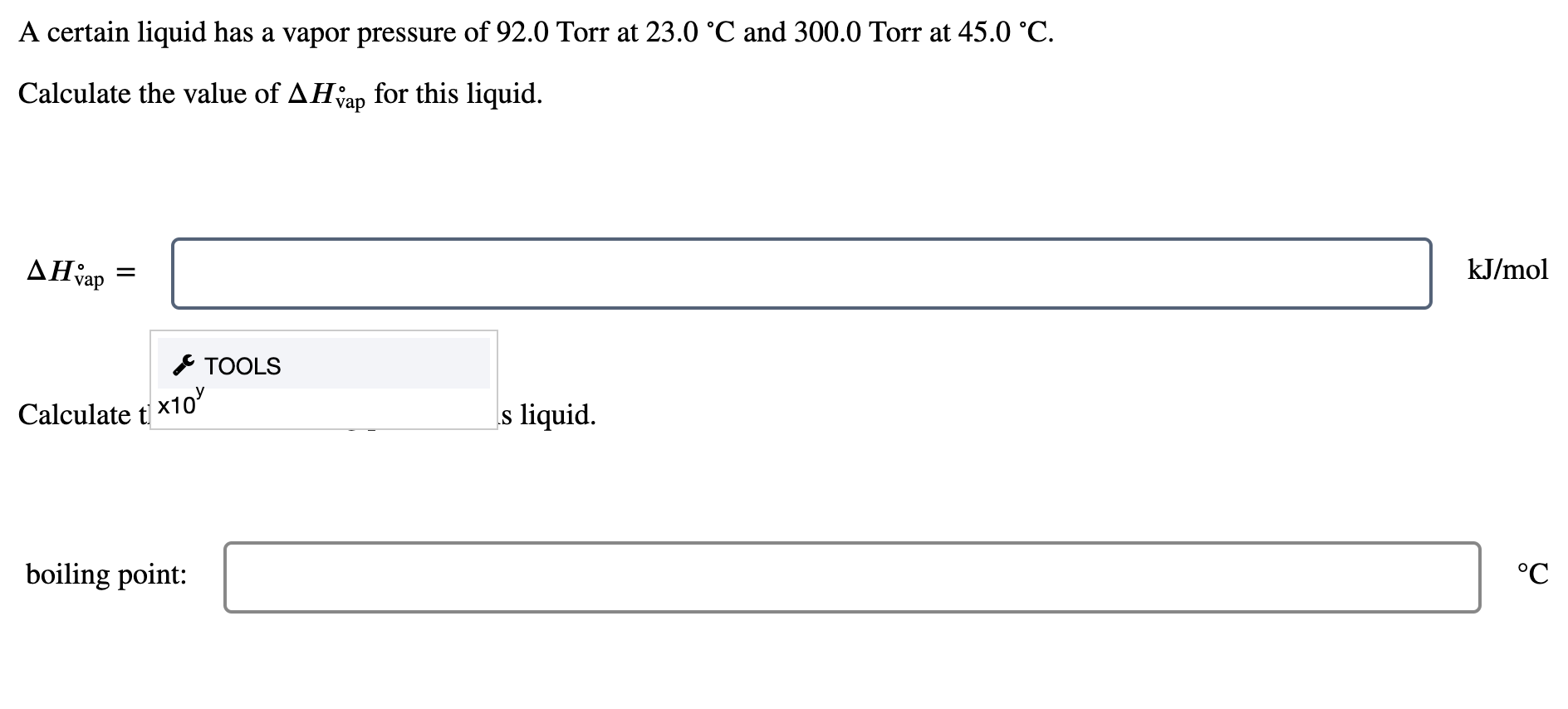 Solved A certain liquid has a vapor pressure of 92.0 ﻿Torr | Chegg.com