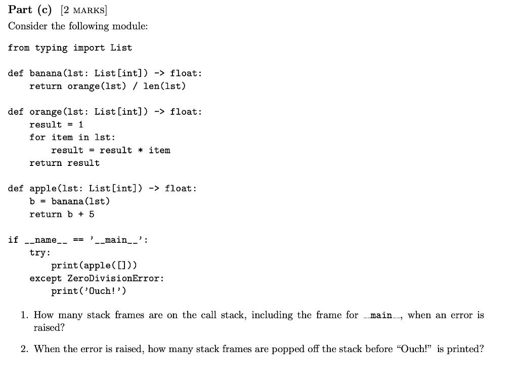 Solved Part (c) [2 MARKS] Consider the following module: | Chegg.com