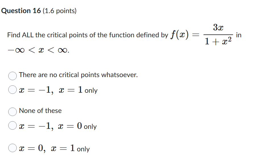 Solved Find ALL the critical points of the function defined | Chegg.com