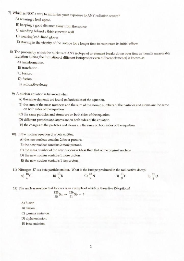 Solved 20) The half-life of a radioactive isotope is A) | Chegg.com