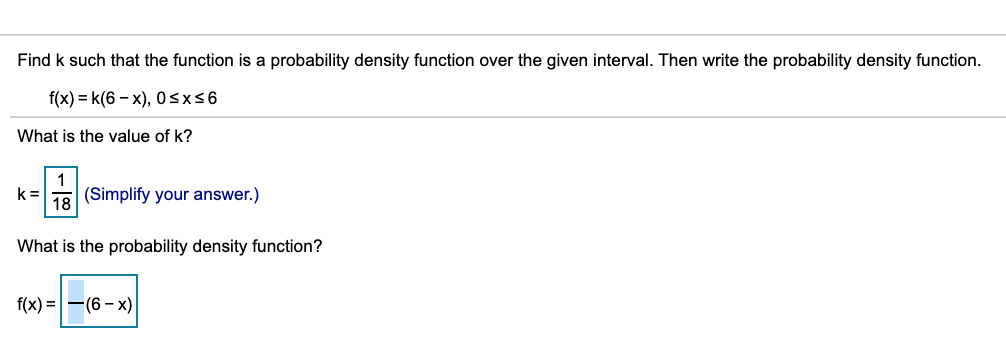 Solved Find k such that the function is a probability | Chegg.com