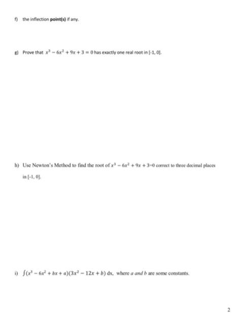 Solved 1. Let f(x) = x3 - 6x2 + 9x + 3. Determine e) the | Chegg.com