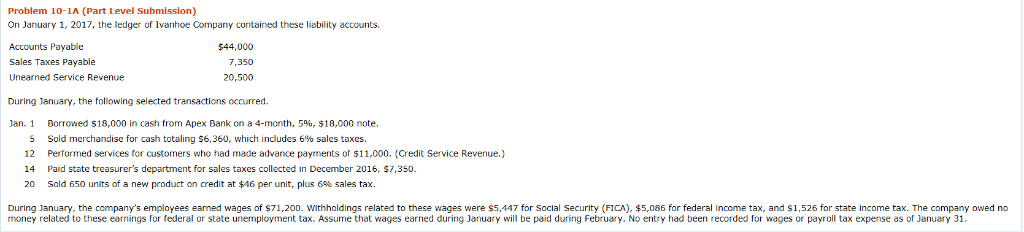Solved Problem 10-1A (Part Level Submission) On January 1, | Chegg.com