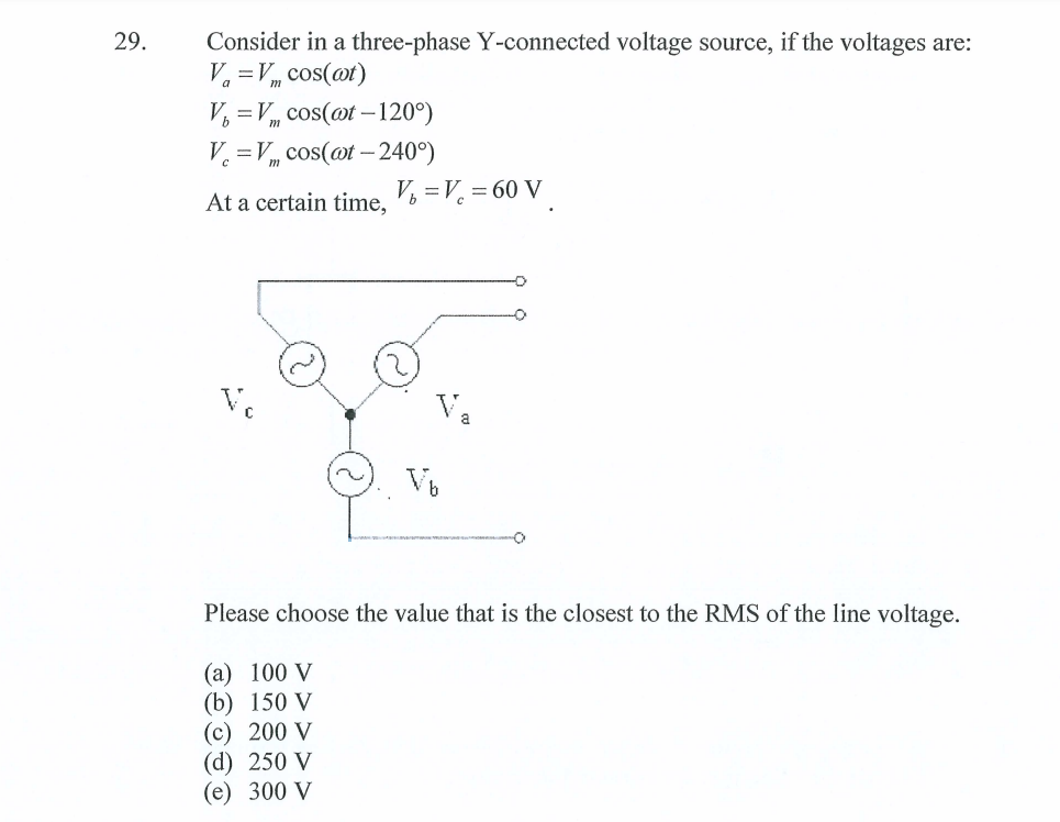 Solved Consider in a three-phase Y-connected voltage source, | Chegg.com