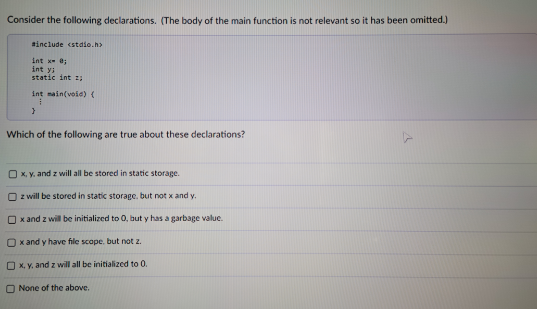 Solved Consider the following declarations. (The body of the | Chegg.com