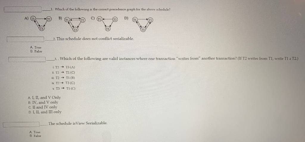 Solved Consider the following schedule involving three | Chegg.com