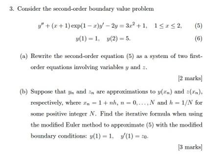 Solved 3. Consider the second-order boundary value problem | Chegg.com