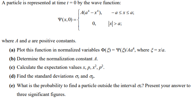Solved A particle is represented at time t=0 by the wave | Chegg.com