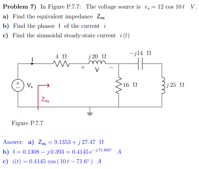 Solved Problem 7) In Figure P.7.7: The voltage source is | Chegg.com