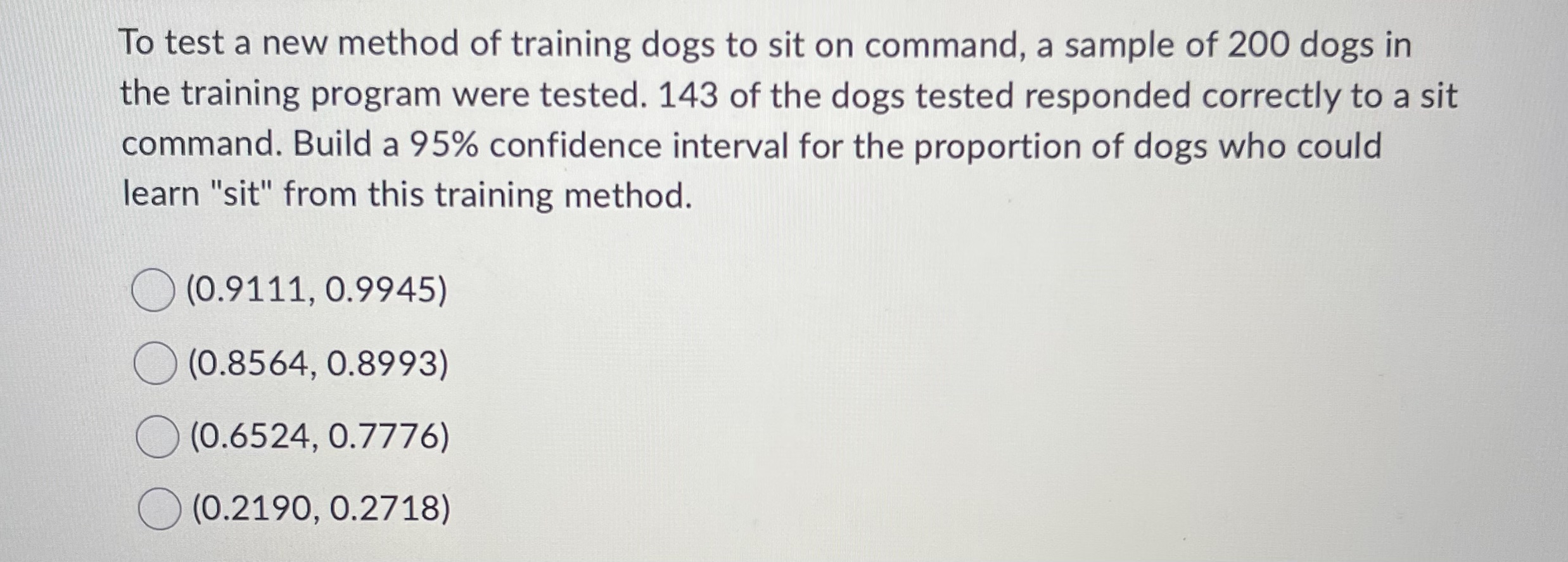 Solved To test a new method of training dogs to sit on | Chegg.com