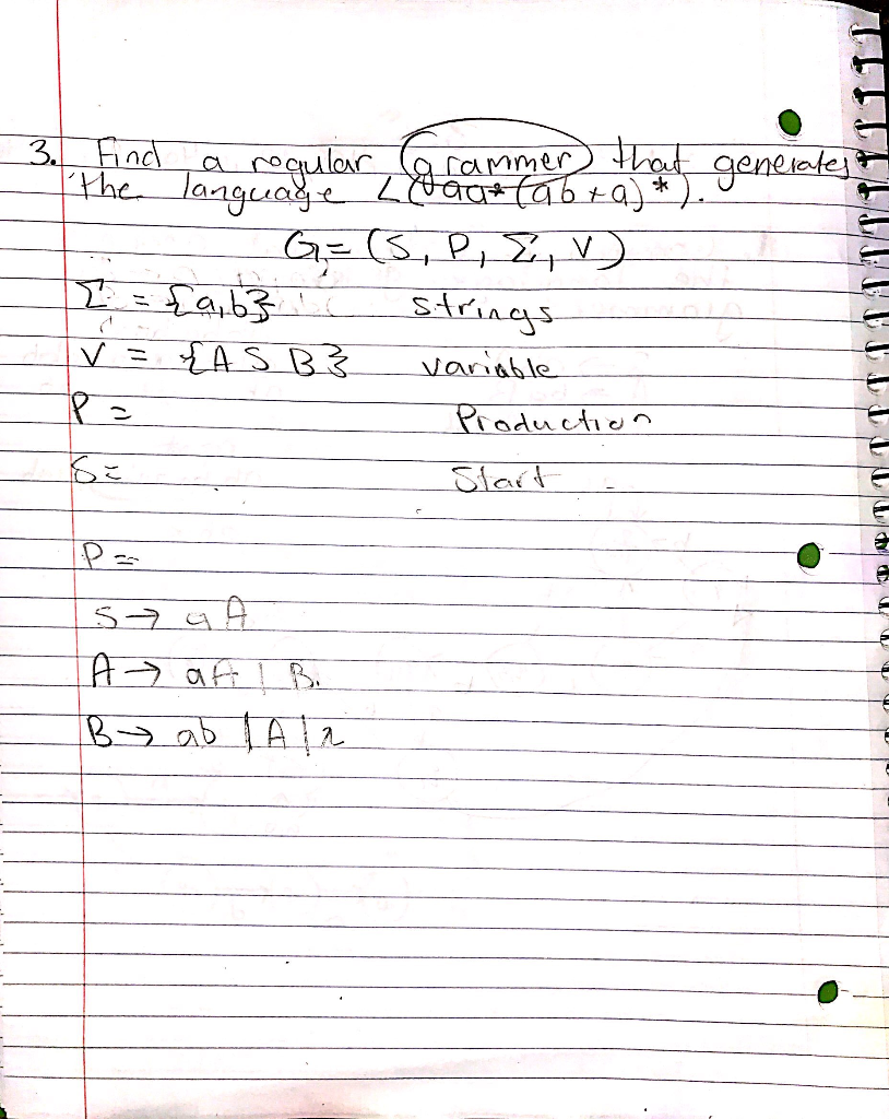 Solved Find a regular grammar that generates the language L | Chegg.com