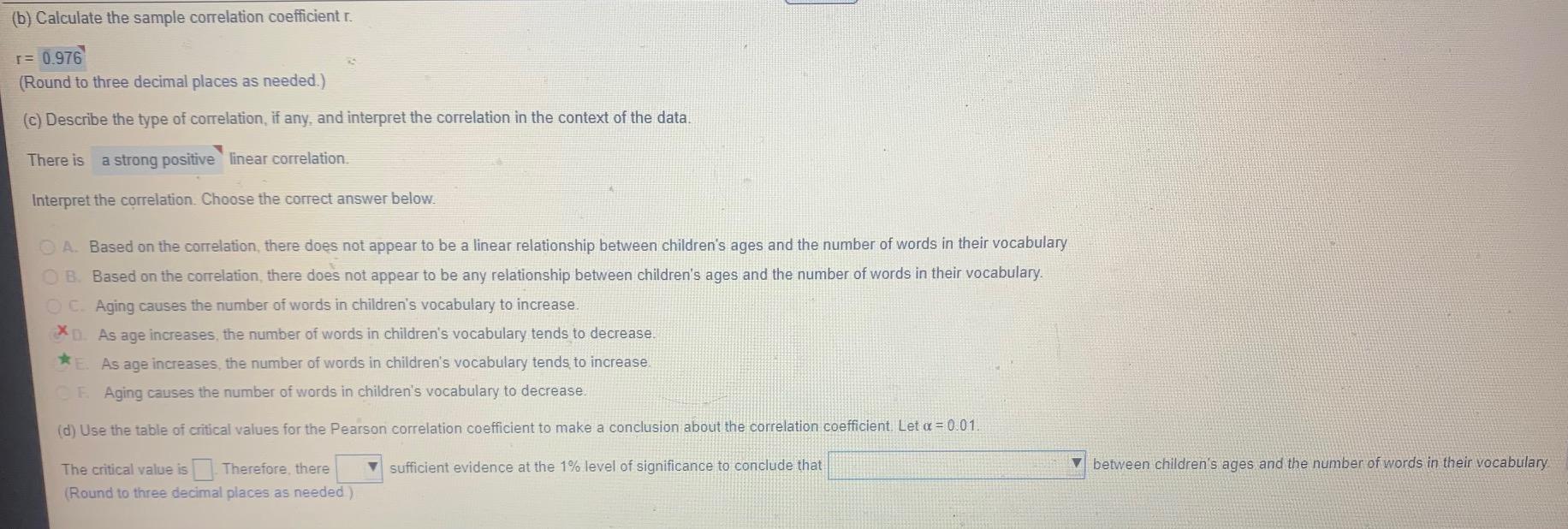 Solved B Calculate The Sample Correlation Coefficient R