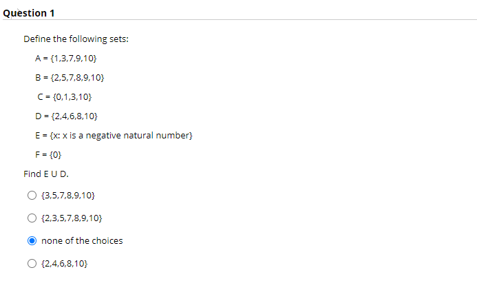 Solved Question 1 Define the following sets: A = | Chegg.com