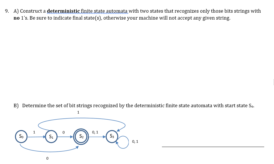 Solved 9 A Construct A Deterministic Finite State Automata