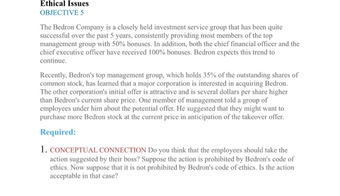 Solved The Bedron Company is a closely held investment | Chegg.com