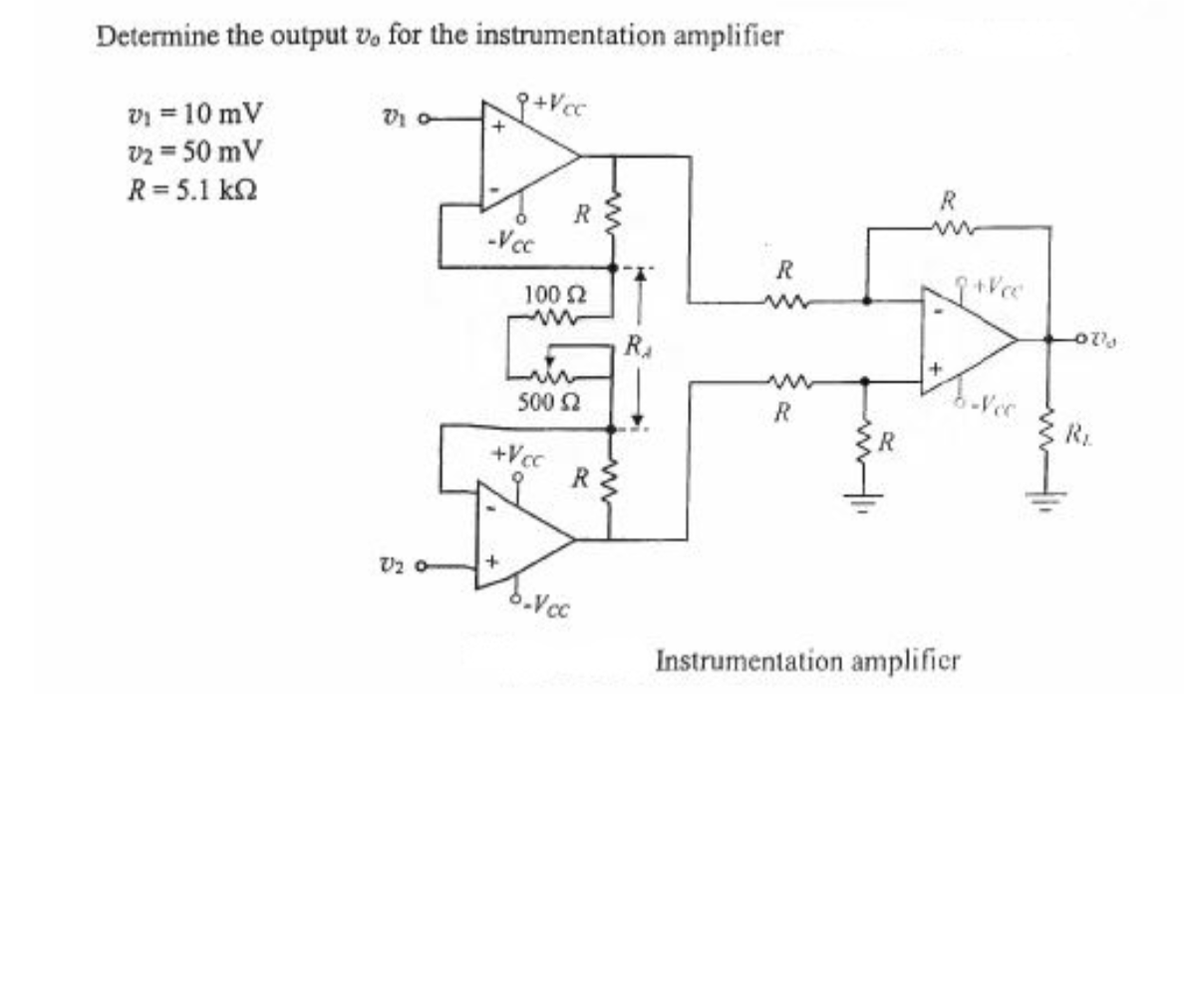 Solved Determine the output v. for the instrumentation | Chegg.com