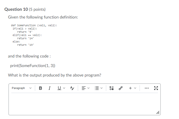 Solved Question 7 (3 points) Consider the following function | Chegg.com