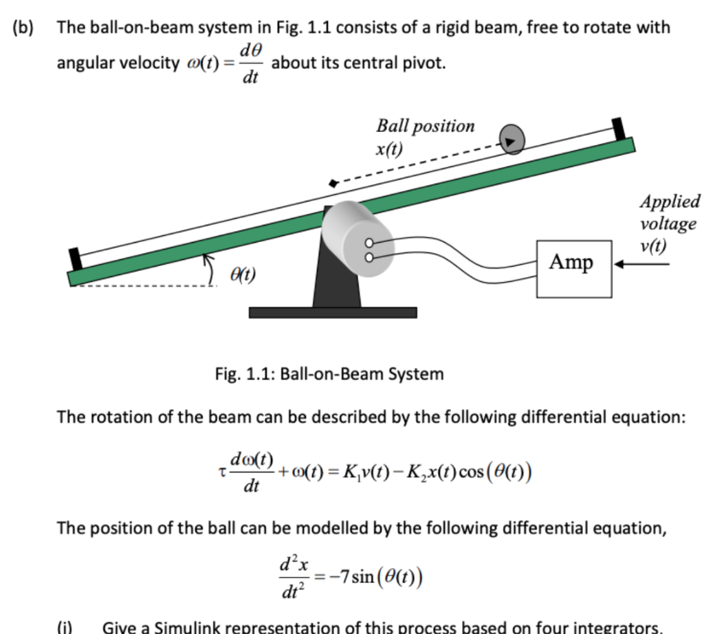 Solved (b) The ball-on-beam system in Fig. 1.1 consists of a | Chegg.com