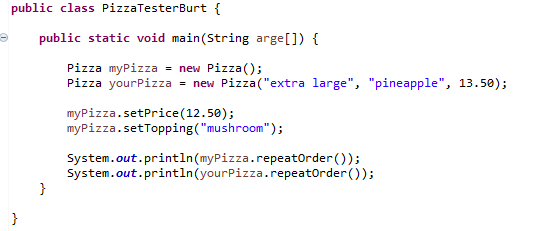 Solved Using the Pizza class from last unit, modify the | Chegg.com