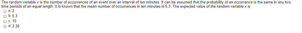 Solved The random variable x is the number of occurrences of | Chegg.com