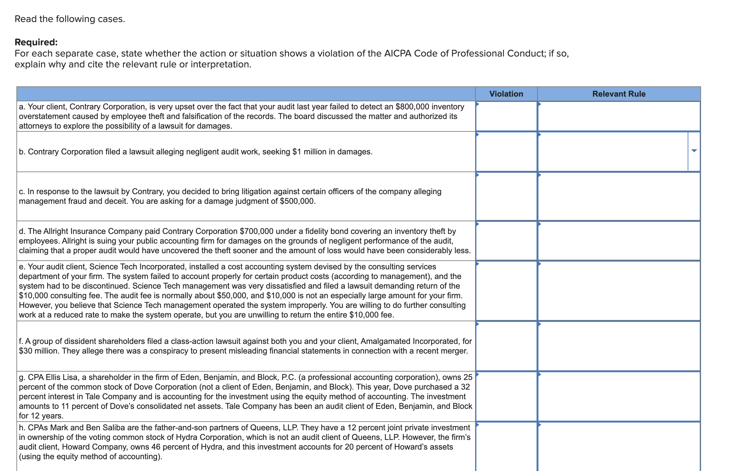 Solved Read the following cases. Required: For each separate | Chegg.com