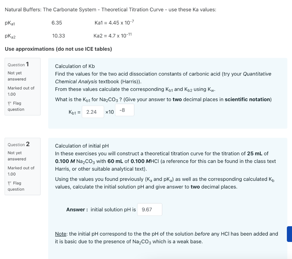 Solved Natural Buffers: The Carbonate System - Theoretical | Chegg.com