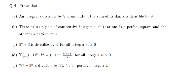 Solved Q 4. Prove that: (a) An integer is divisible by 9 if | Chegg.com