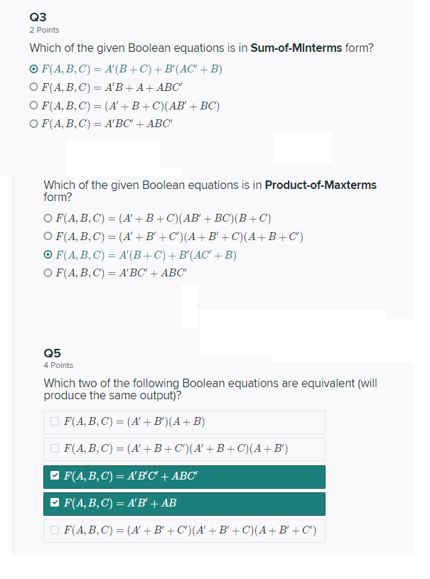 Solved Which of the given Boolean equations is | Chegg.com