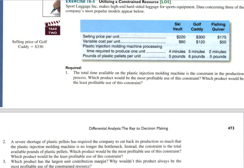 Solved EXERCISE I0-5 Utilizing a Constrained Resource [LO5] | Chegg.com