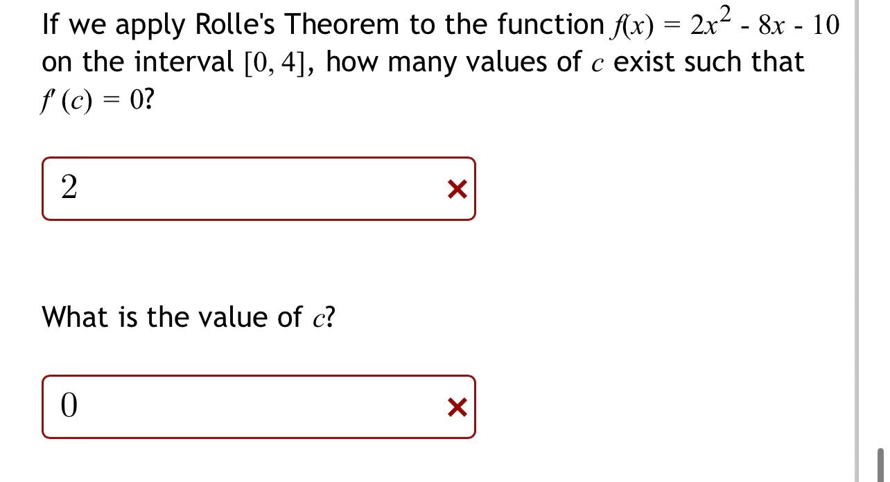 Solved If we apply Rolle's Theorem to the function | Chegg.com