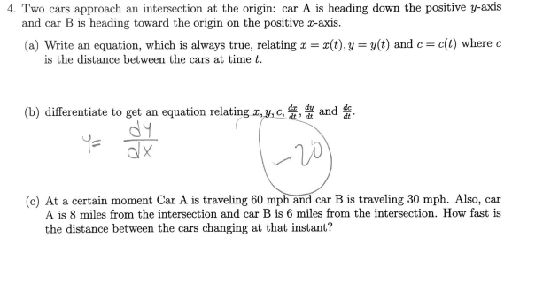 Solved 4. Two cars approach an intersection at the origin: | Chegg.com