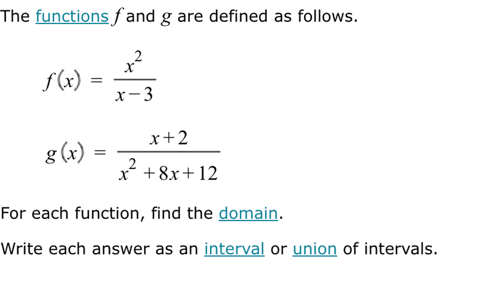 Solved The functions f ﻿and g ﻿are defined as | Chegg.com