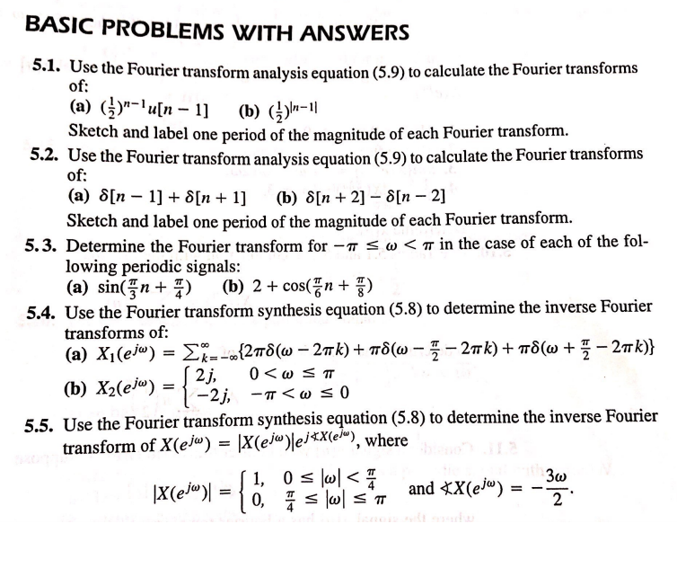 BASIC PROBLEMS WITH ANSWERS 3.1. Use the Fourier | Chegg.com