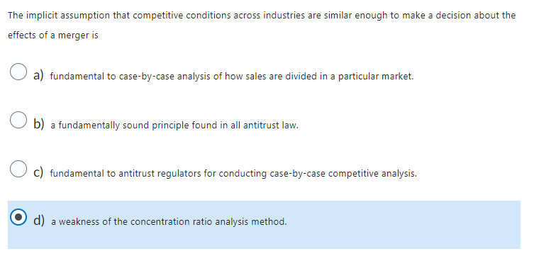 Solved The implicit assumption that competitive conditions | Chegg.com