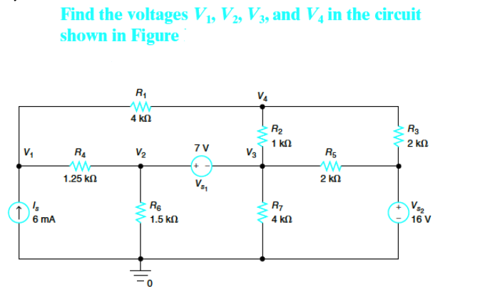 Solved Find the voltages V1, V2, V3, and V. in the circuit | Chegg.com