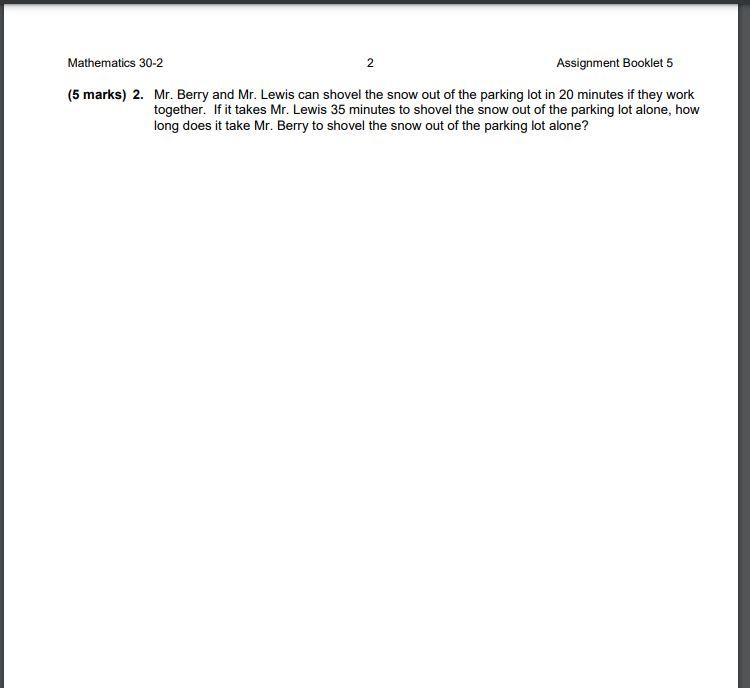 Solved 2 Assignment Booklet 5 Mr. Berry and Mr. Lewis can | Chegg.com