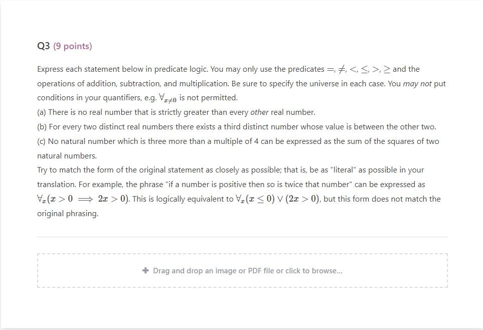 Solved Express Each Statement Below In Predicate Logic You 
