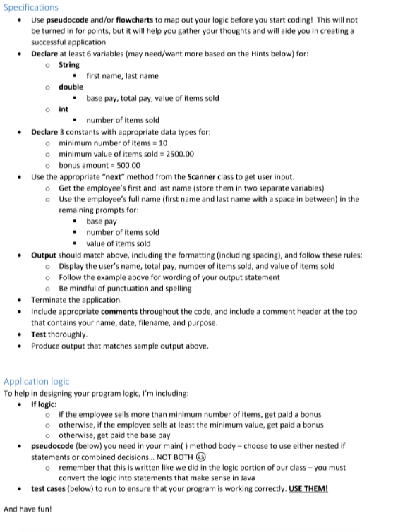 Solved Sample input and output Cutput - Payroffroject]E | Chegg.com