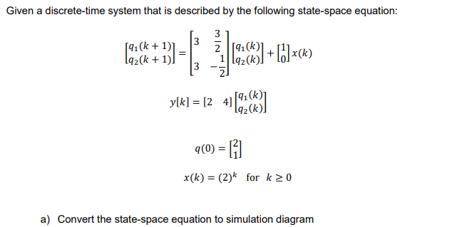 Solved Given a discrete-time system that is described by the | Chegg.com
