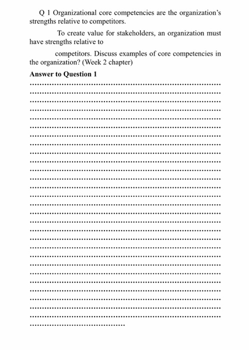 Solved Q1 Organizational core competencies are the | Chegg.com