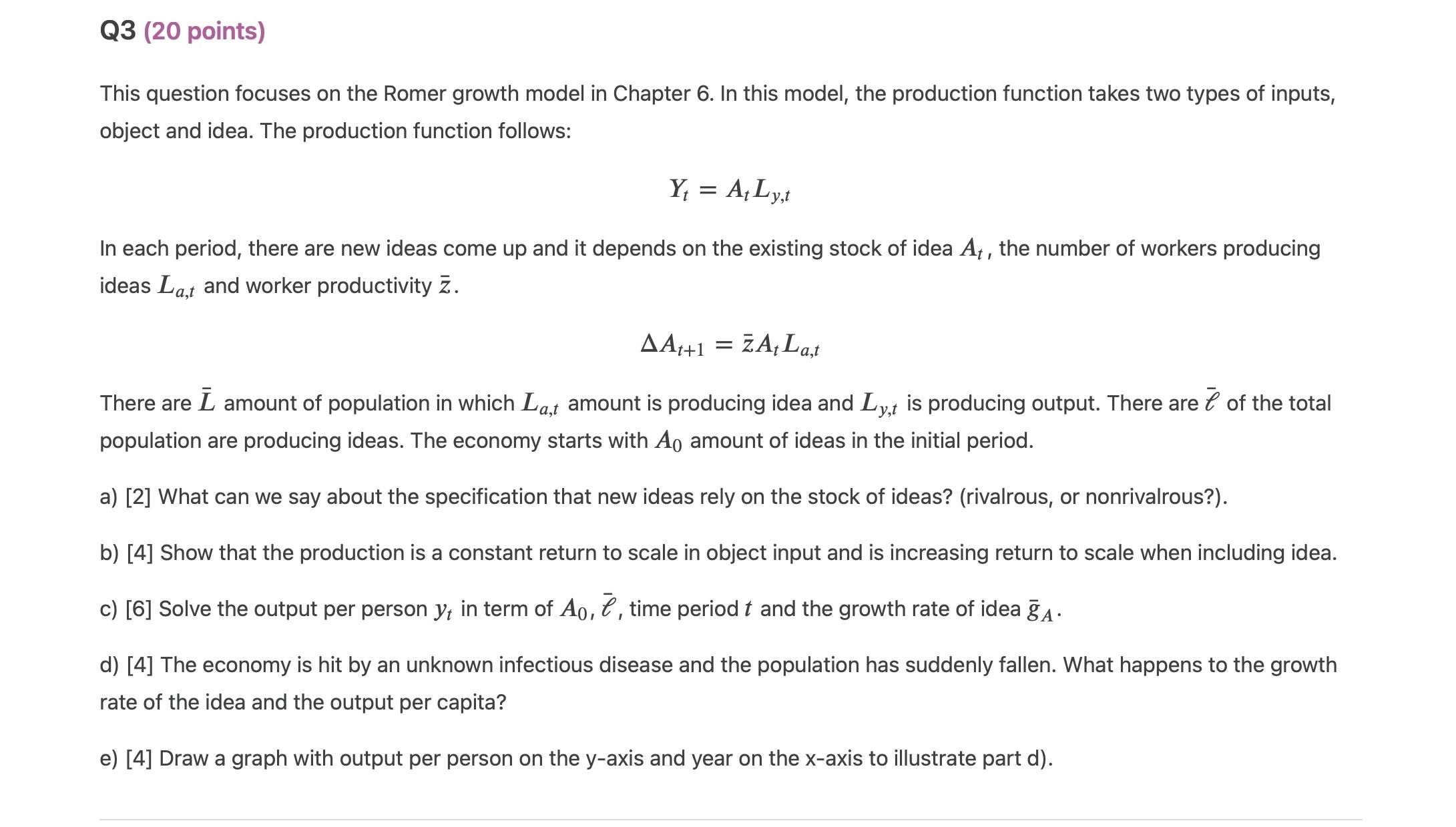 Solved Q3 (20 ﻿points)This question focuses on the Romer | Chegg.com