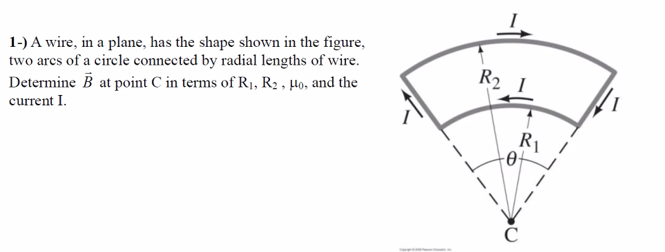 Solved 1-) A wire, in a plane, has the shape shown in the | Chegg.com