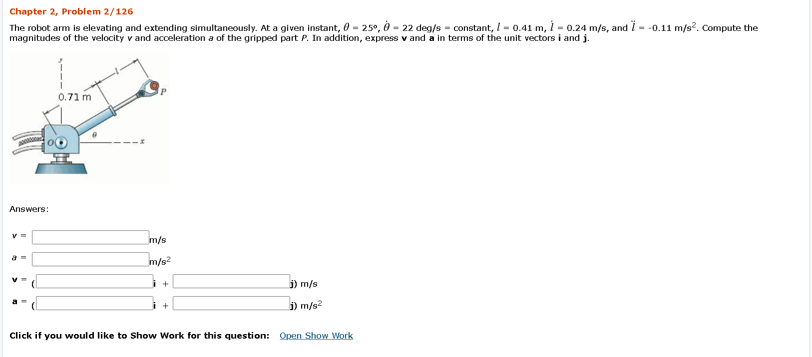 Solved Chapter 2, Problem 2/126 The robot arm is elevating | Chegg.com