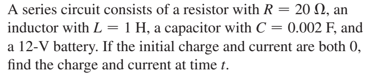 Solved A series circuit consists of a resistor with R=20Ω, | Chegg.com