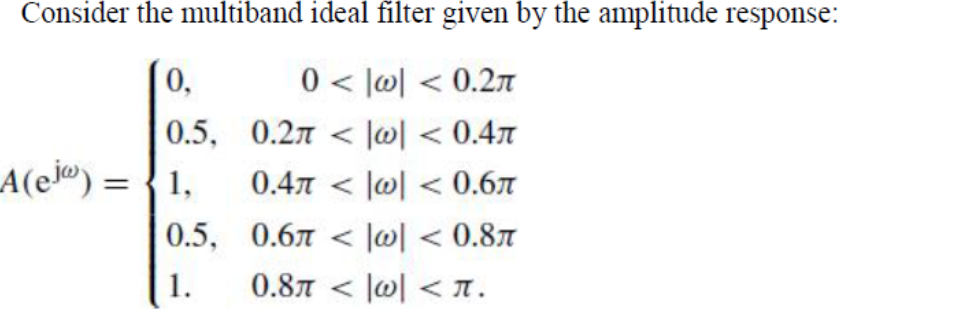 Solved Consider the multiband ideal filter given by the | Chegg.com
