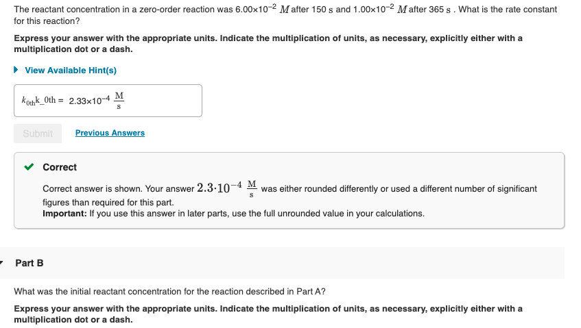 Solved The reactant concentration in a zero-order reaction | Chegg.com