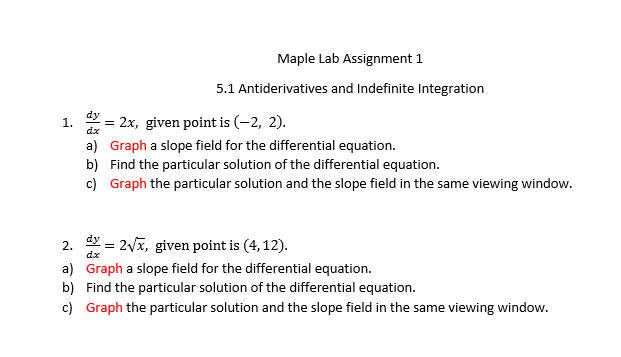 Solved Maple Lab Assignment 1 5.1 Antiderivatives and | Chegg.com