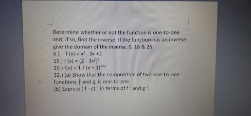 Solved Determine whether or not the function is one-to-one | Chegg.com
