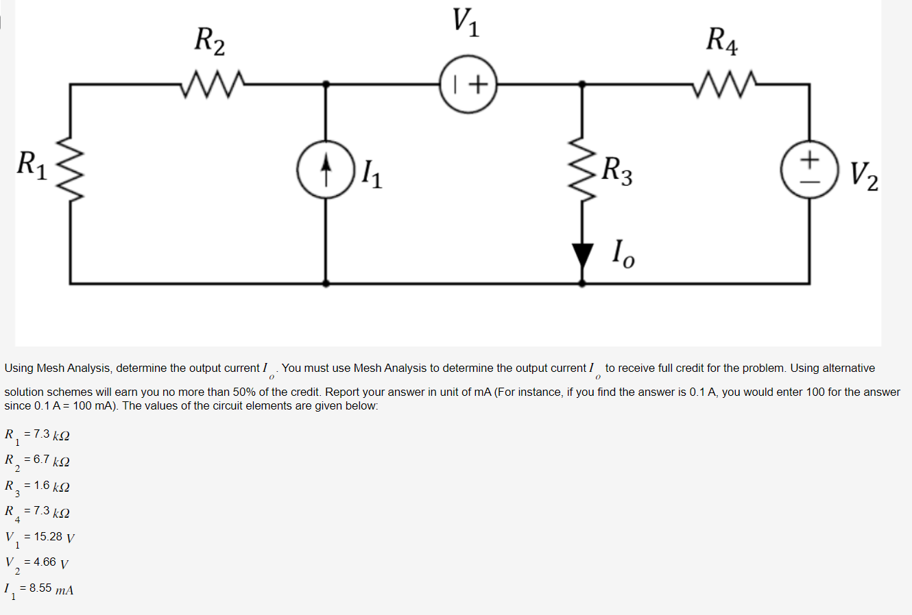 Solved Using Mesh Analysis, determine the output current Io. | Chegg.com Solved Using Mesh Analysis, determine the output current Io. | Chegg.com